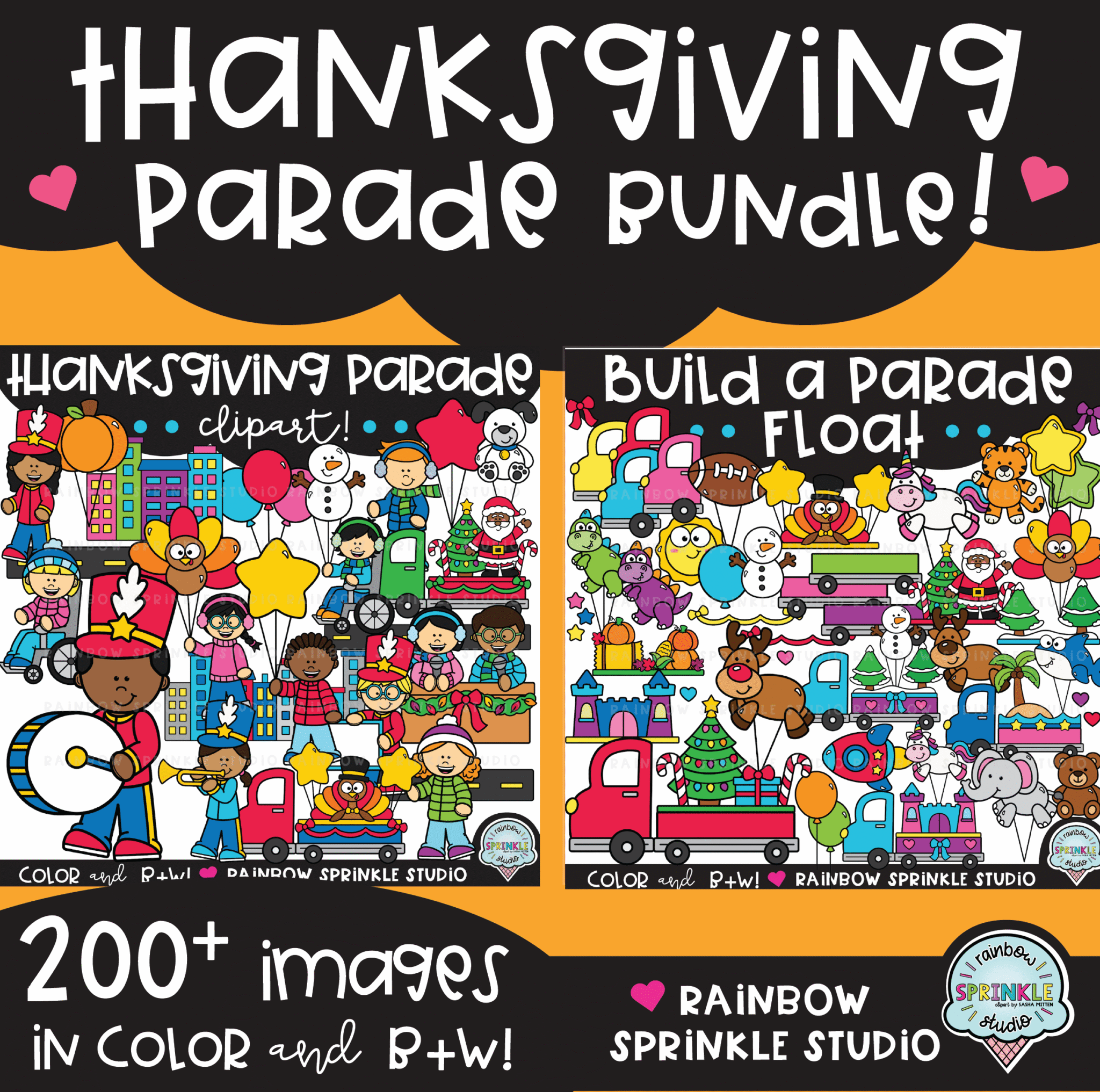 Thanksgiving Parade Clipart Bundle - Rainbow Sprinkle Studio