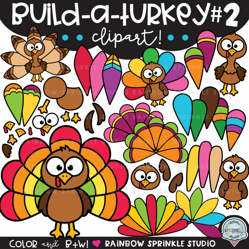 Build a Turkey #2 Clipart Set! - Rainbow Sprinkle Studio