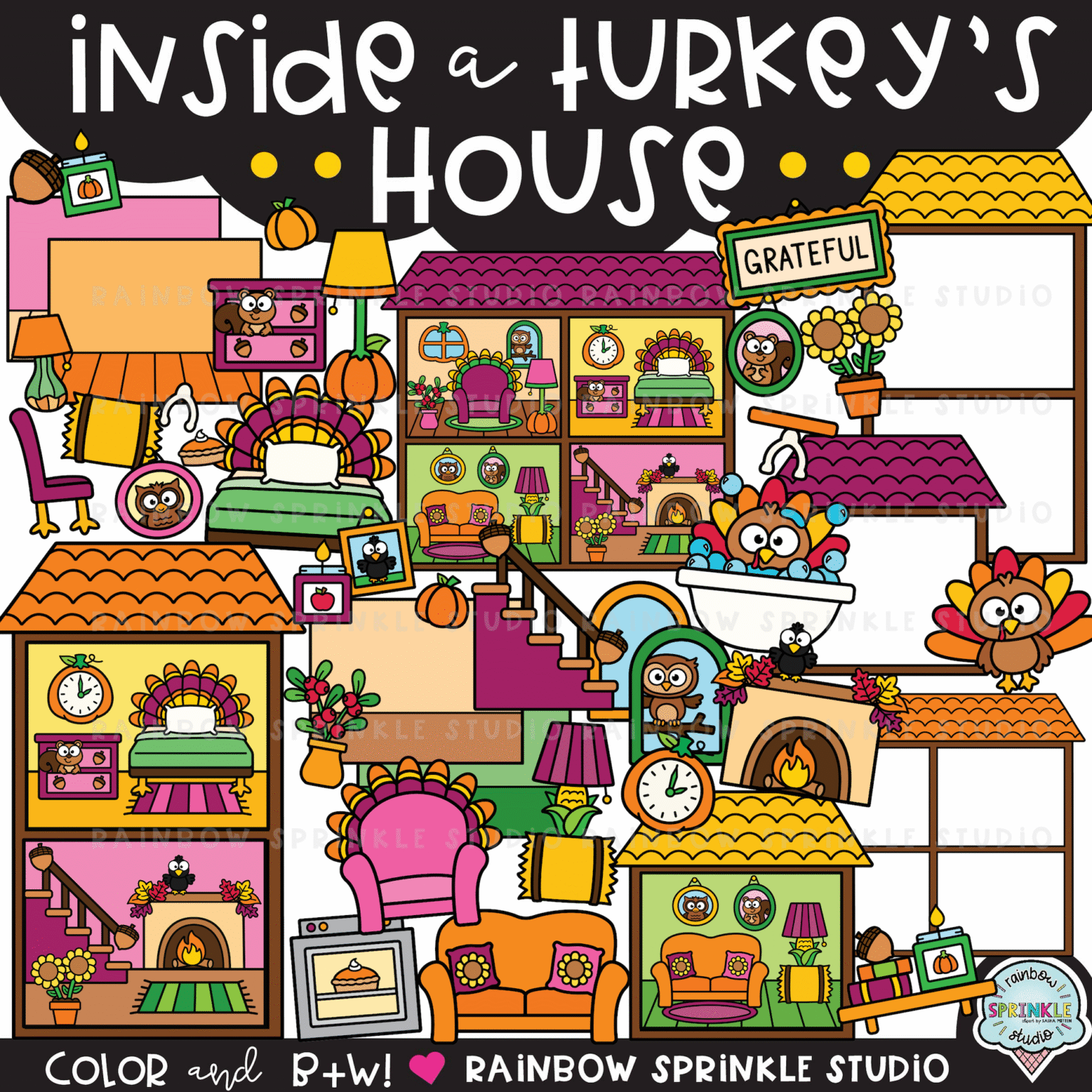 Inside a Turkey's House Clipart! - Rainbow Sprinkle Studio