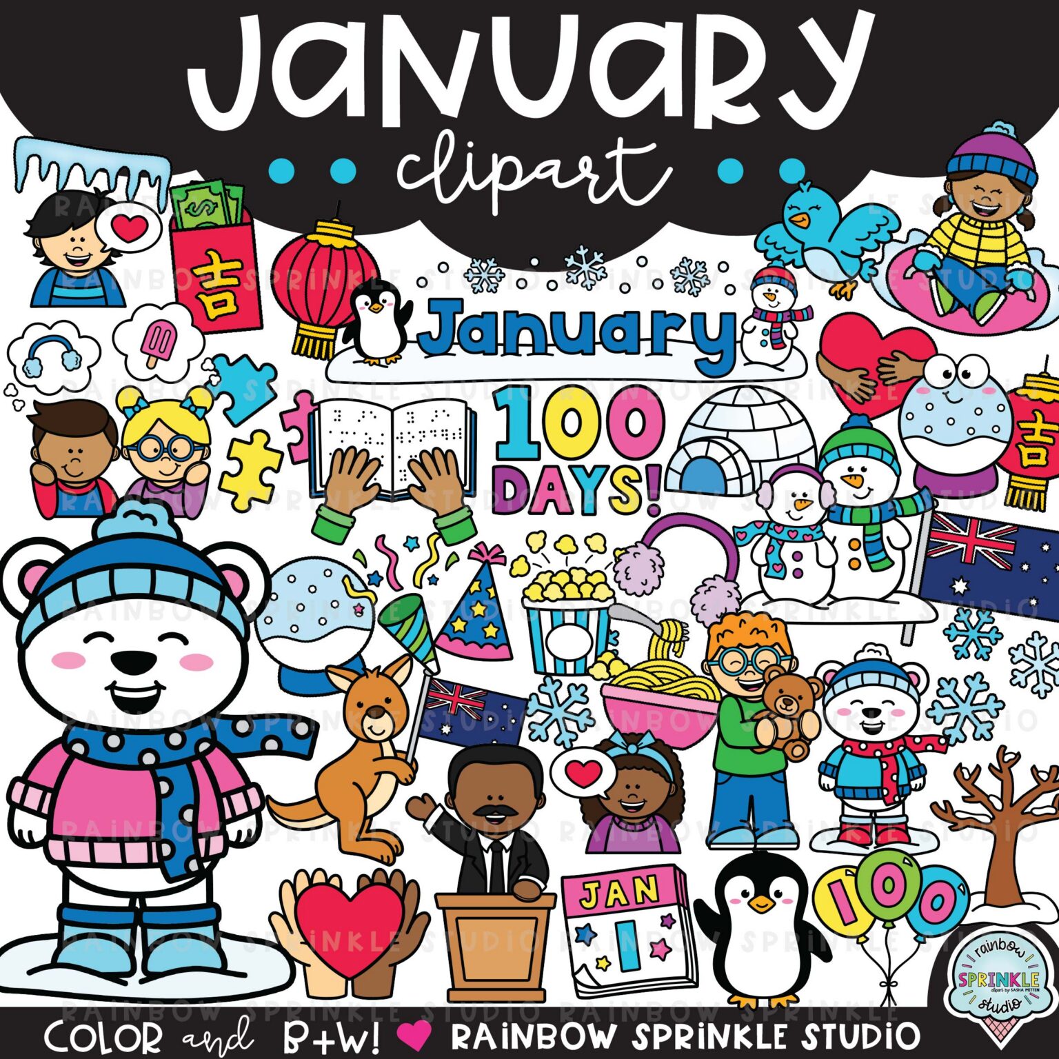 Months of the Year Clipart SUPER Bundle! - Rainbow Sprinkle Studio