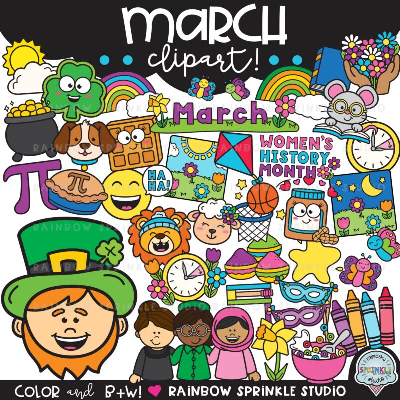 March Clipart MEGA Set! - Rainbow Sprinkle Studio