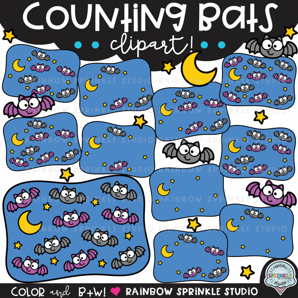 Counting Bats Clipart Set! - Rainbow Sprinkle Studio