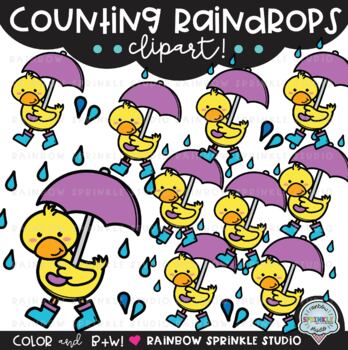 Counting Raindrops Clipart - Rainbow Sprinkle Studio