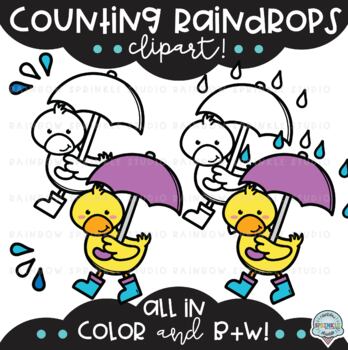 Counting Raindrops Clipart - Rainbow Sprinkle Studio
