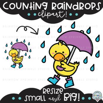 Counting Raindrops Clipart - Rainbow Sprinkle Studio