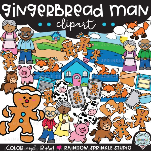 Gingerbread Man Clipart MEGA Set – 91 Cute Images for Classroom & TPT
