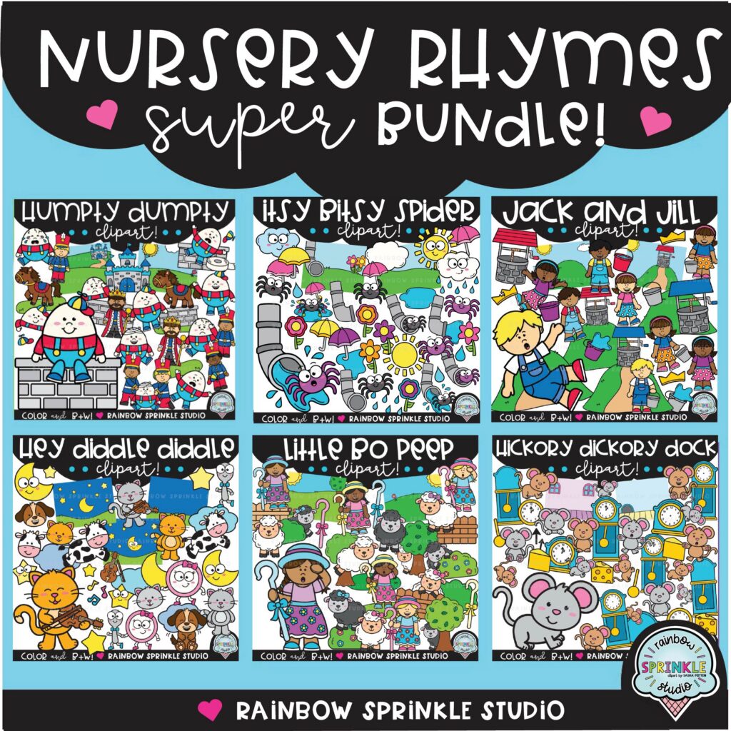 Nursery Rhymes Clipart Super Bundle! - Rainbow Sprinkle Studio