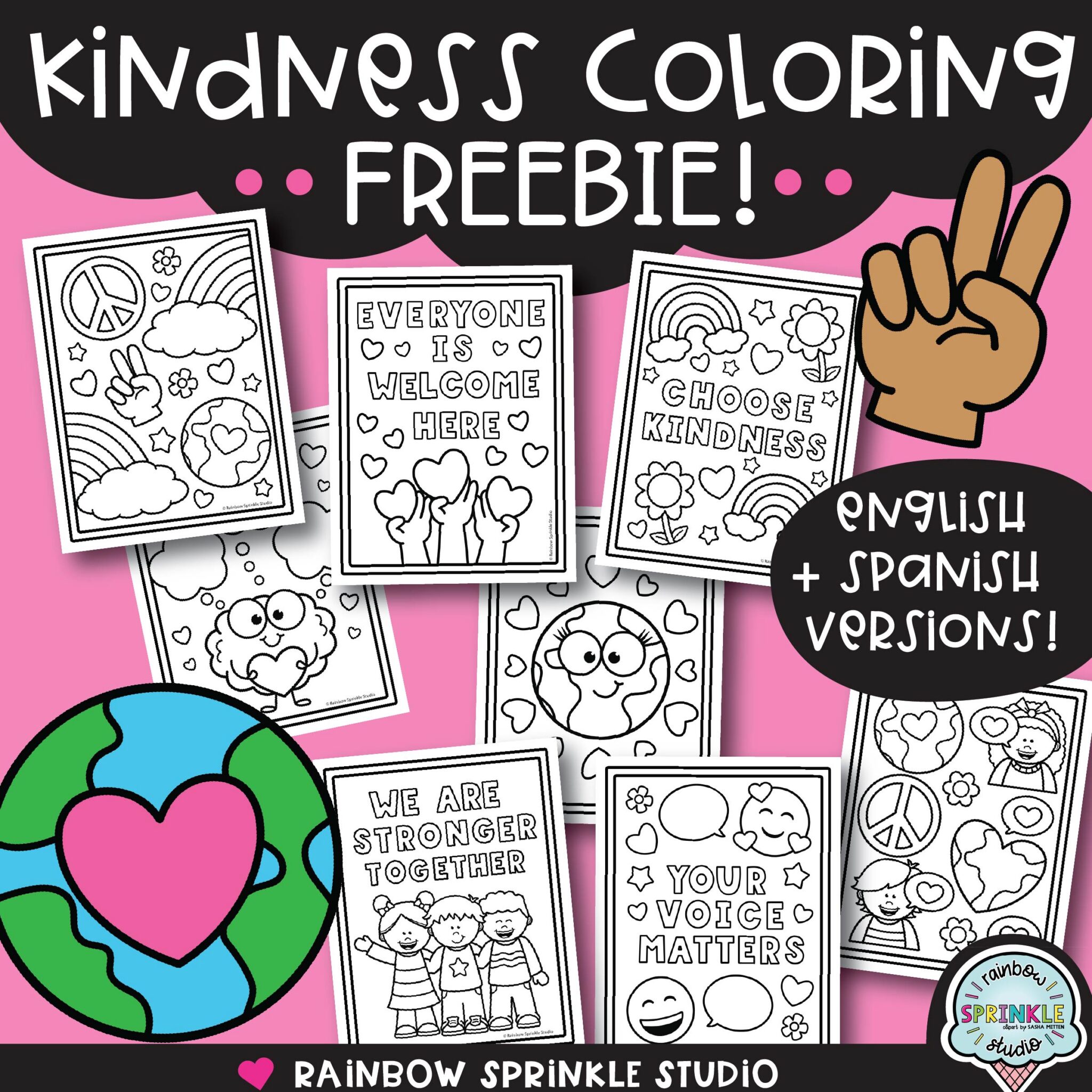 Kindness Coloring Pages FREEBIE! {English and Spanish} - Rainbow ...