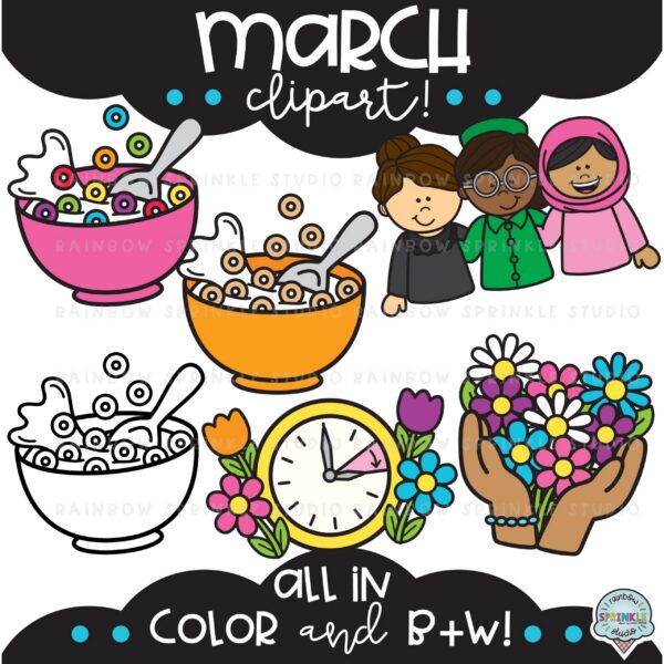 March Clipart MEGA Set! - Rainbow Sprinkle Studio