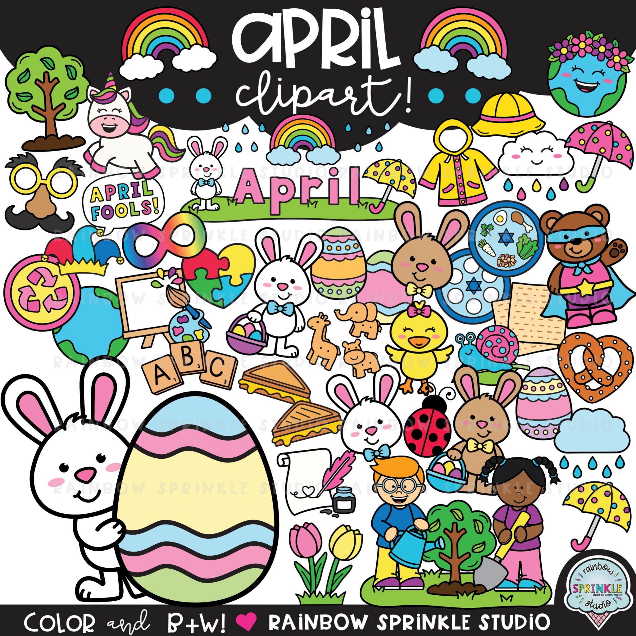 Months of the Year Clipart SUPER Bundle! - Rainbow Sprinkle Studio