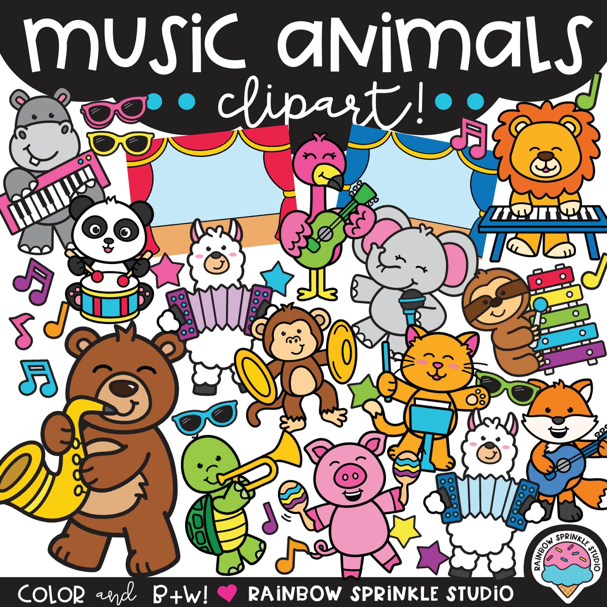 Music Animals MEGA Clipart Set! - Rainbow Sprinkle Studio