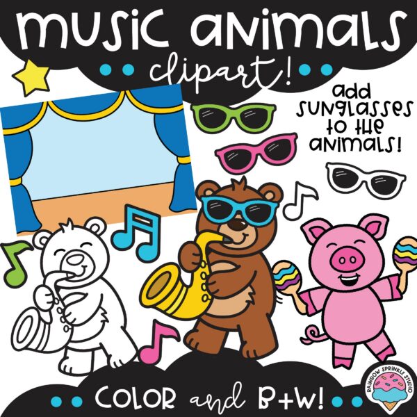 Music Animals MEGA Clipart Set! - Rainbow Sprinkle Studio