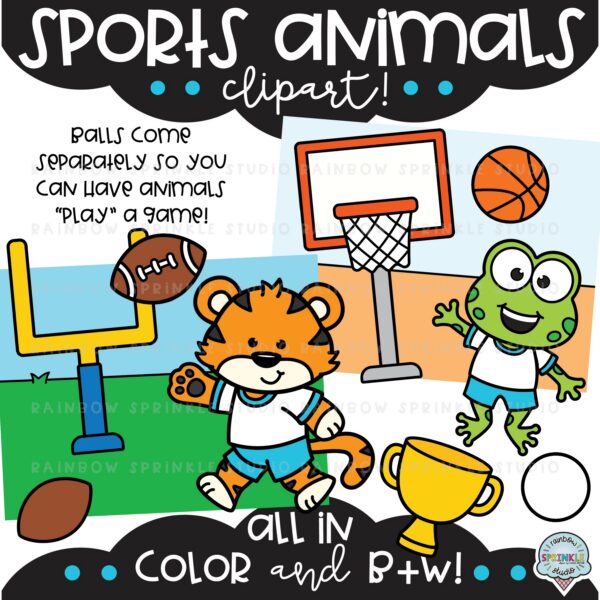 Sports Animals MEGA Clipart Set! - Rainbow Sprinkle Studio