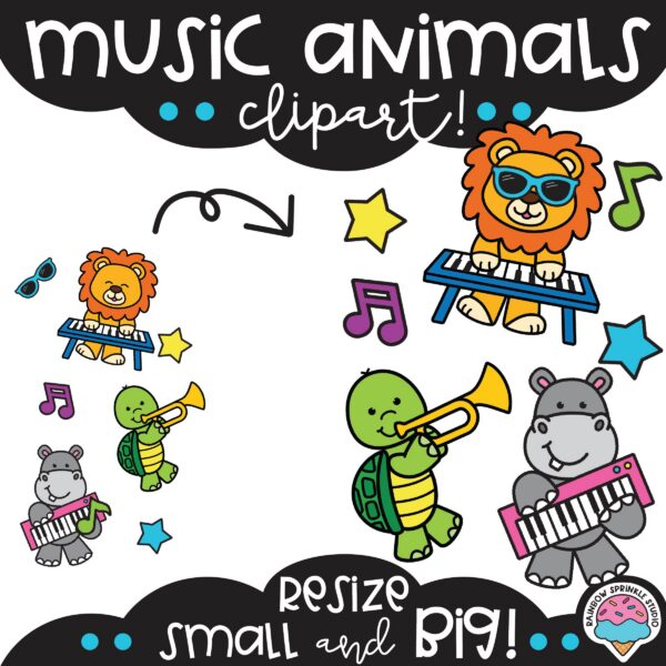 Music Animals MEGA Clipart Set! - Rainbow Sprinkle Studio