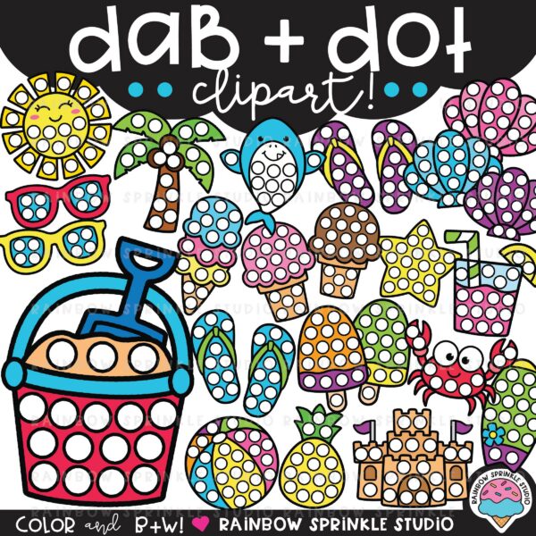 Summer Dab and Dot Clipart Set! - Rainbow Sprinkle Studio